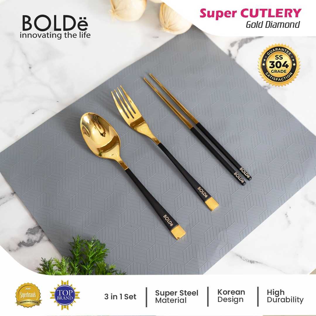 Jual BOLDe Super Cutlery Gold Diamond Set 4pcs | Jakmall.com