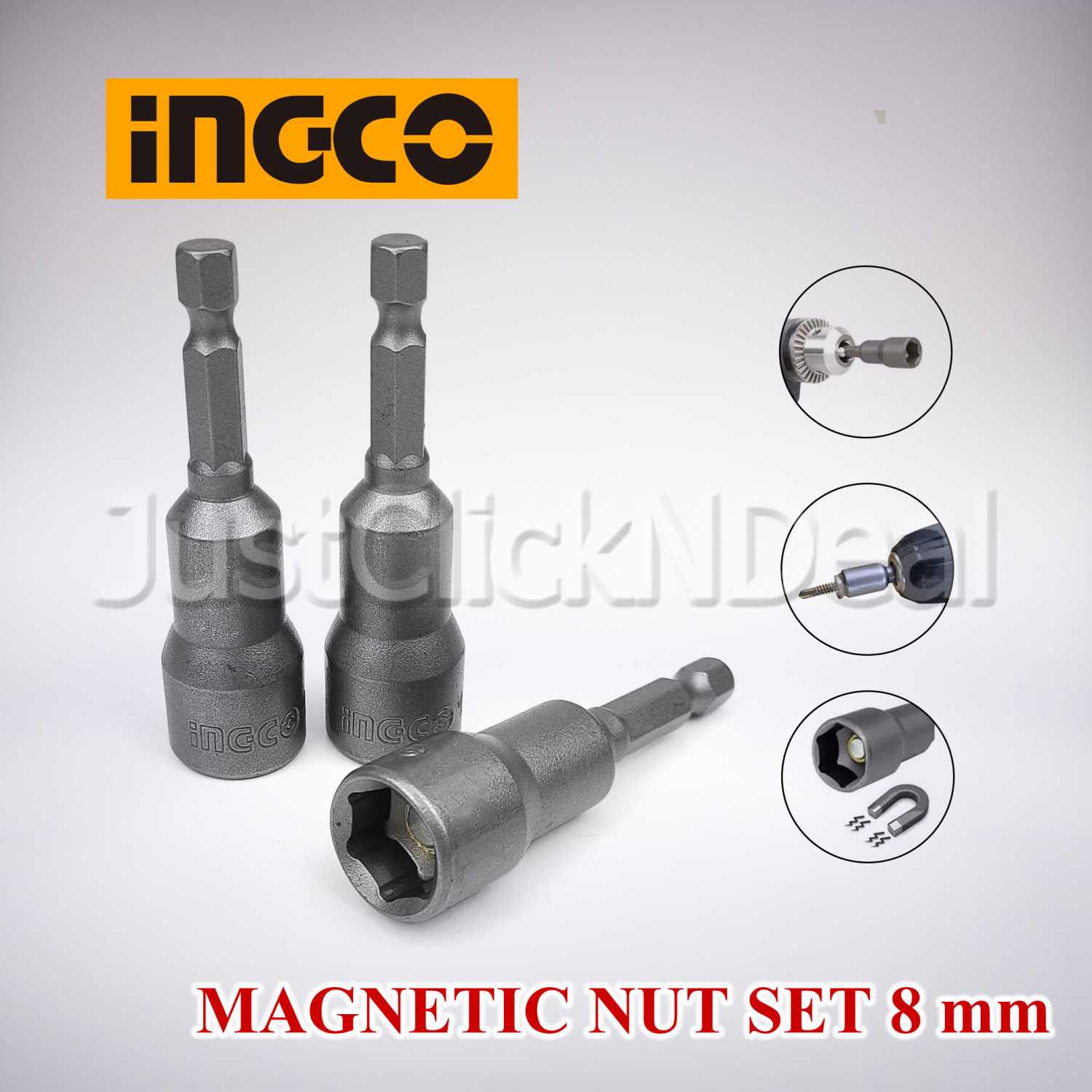 Jual Ingco Magnetic Nut Set 3 pcs 8 10 12 mm Kunci Mata Roofing