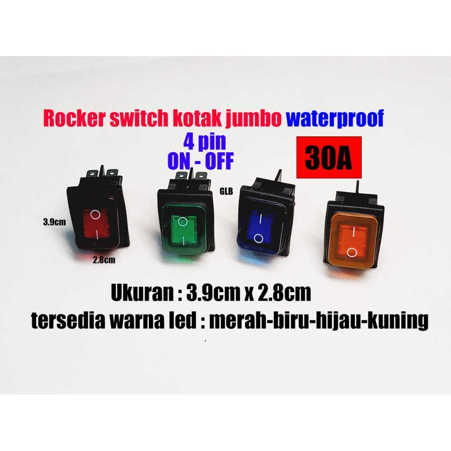 Jual Saklar jumbo 30A KCD4 waterproof GLB 220V 4Pin Rocker kotak