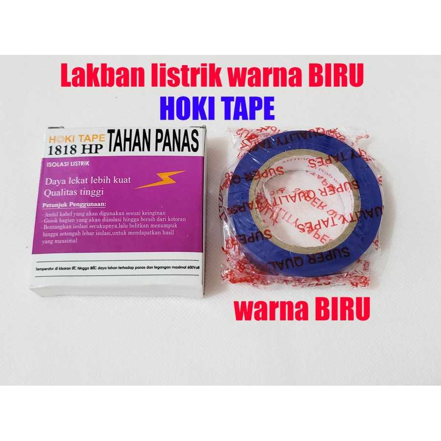 Jual Lakban Listrik warna BIRU HOKI TAPE 18mmx18mx130mic 20yard