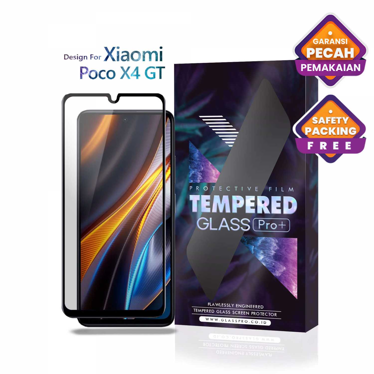 Jual Tempered Glass Xiaomi Poco X4 GT Full Cover Black - Premium