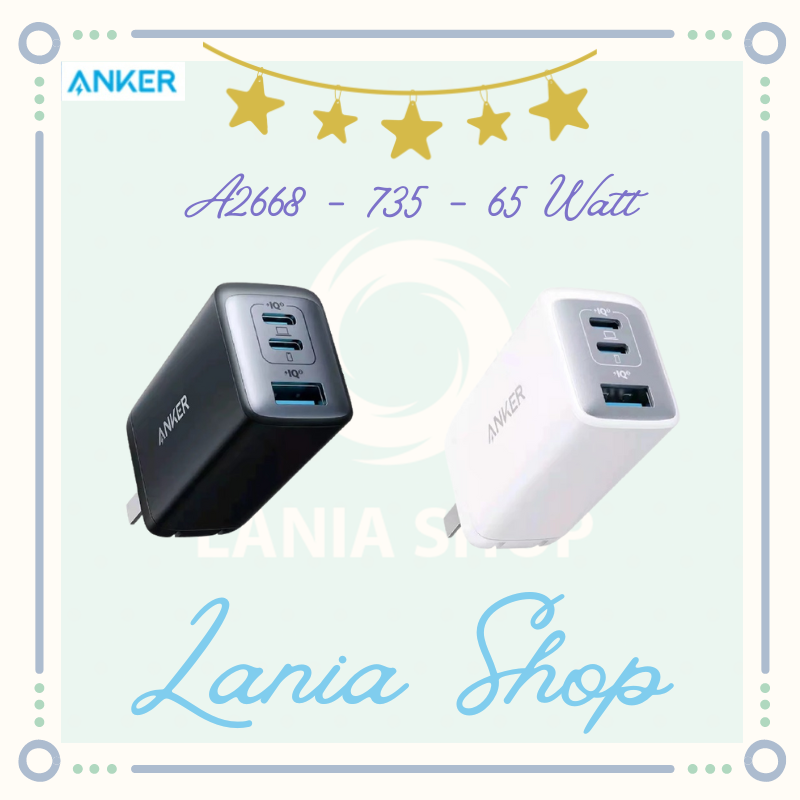 Jual ANKER A2668 - 735 Charger Nano II 65W 3-Port - GaNPrime