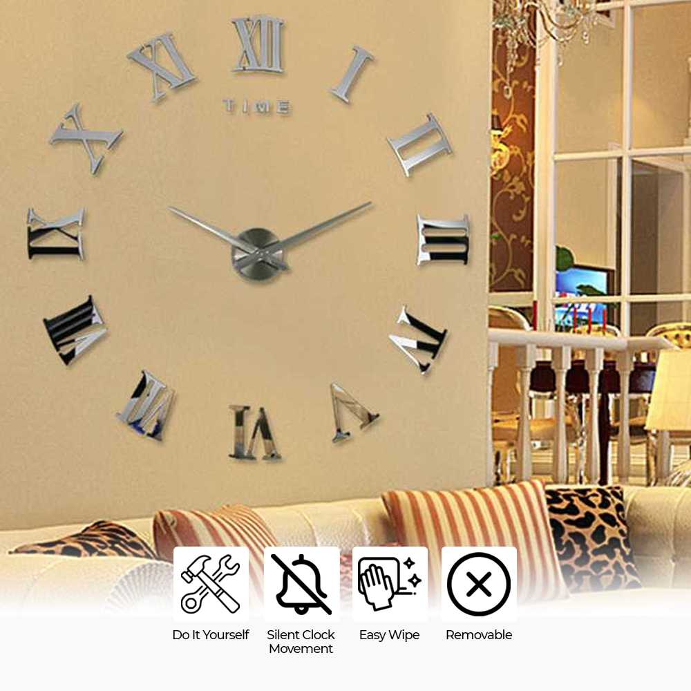 Jual TaffHOME Jam Dinding Besar DIY Giant Wall Clock 90-100cm