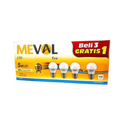 Jual Meval LED Bulb 5W ECO Paket Isi 4, Putih | Jakmall.com
