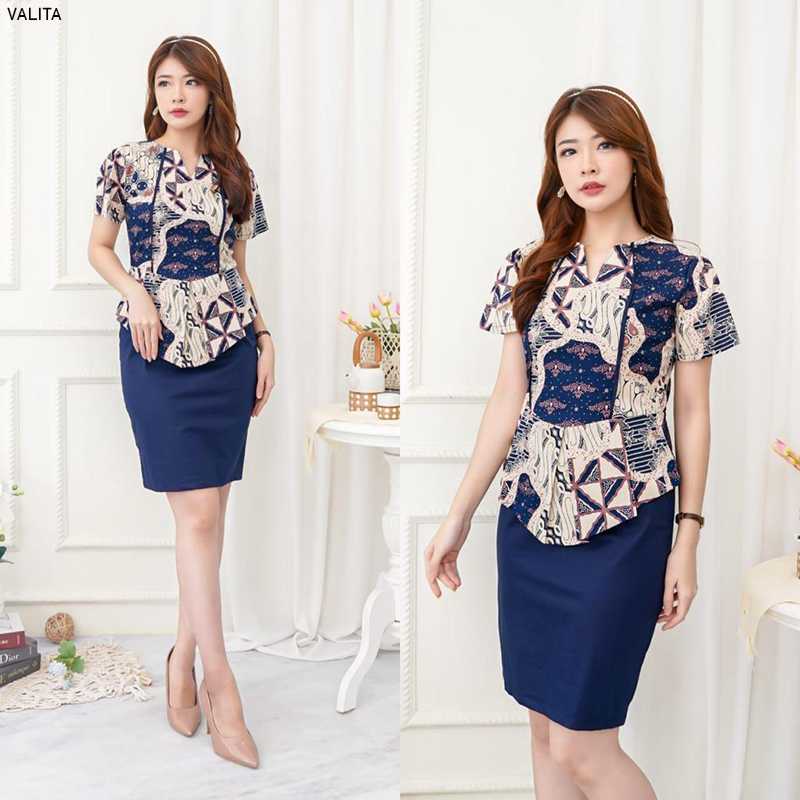 Jual Evercloth Valita Dress Batik Span Baju Batik Peplum Batik