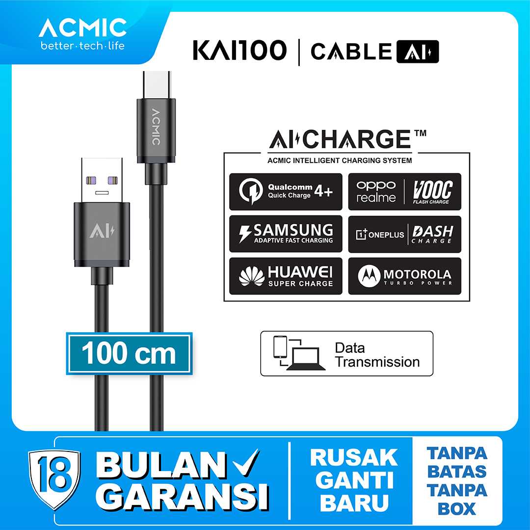 Jual ACMIC KAi100 AiCharge Kabel Data USB Type C Fast Charging