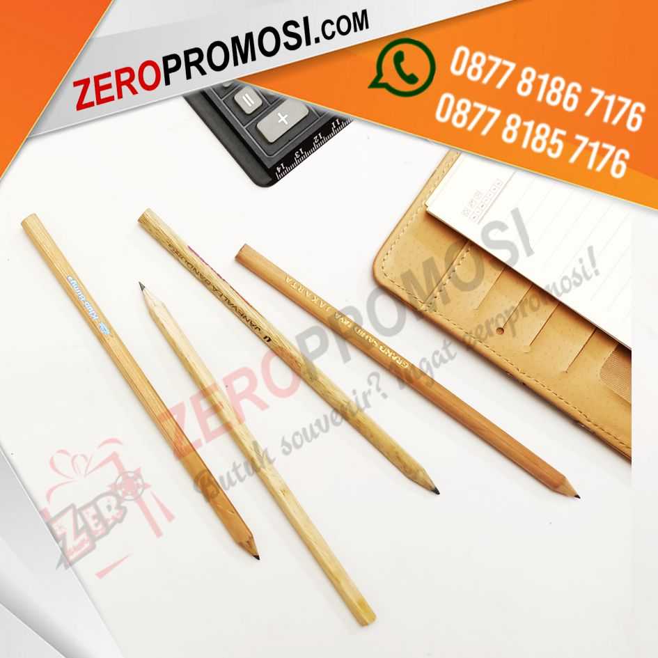 Jual Pensil Kayu Segienam HB Hexagonal Natural Cetak Emboss Logo