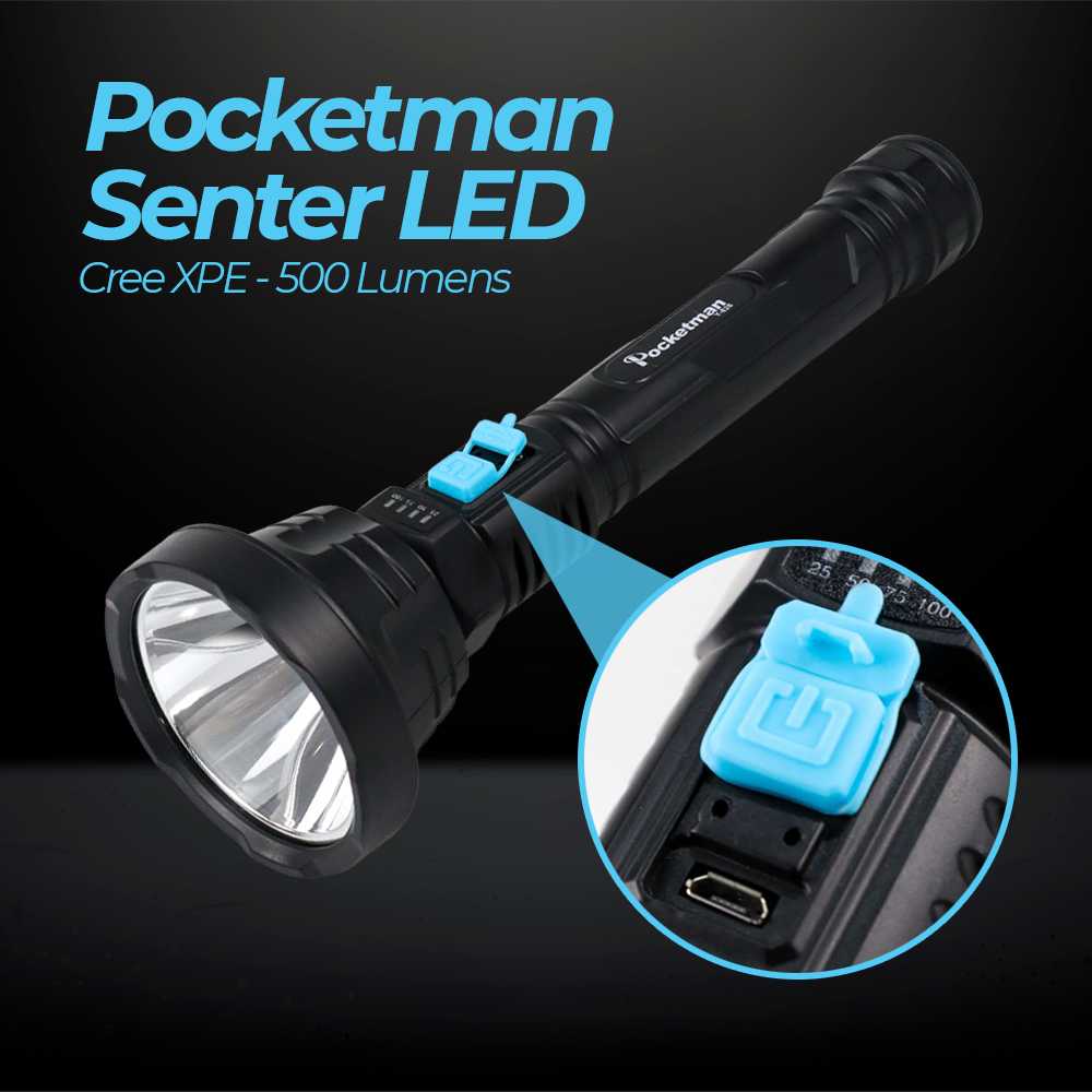 Jual Pocketman Senter LED Waterproof USB Cree XPE 500 Lumens