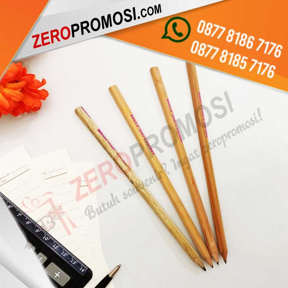 Jual Pensil Hotel Kayu Segitiga Natural Custom Logo Untuk