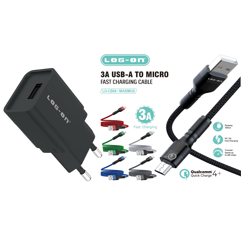 Jual LOG ON PAKET CHARGER BOLD LO-C01 + KABEL MAXIMUS MICRO