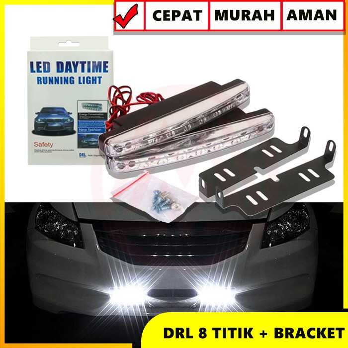 Jual Lampu led drl 8 titik universal super bright isi 2pcs
