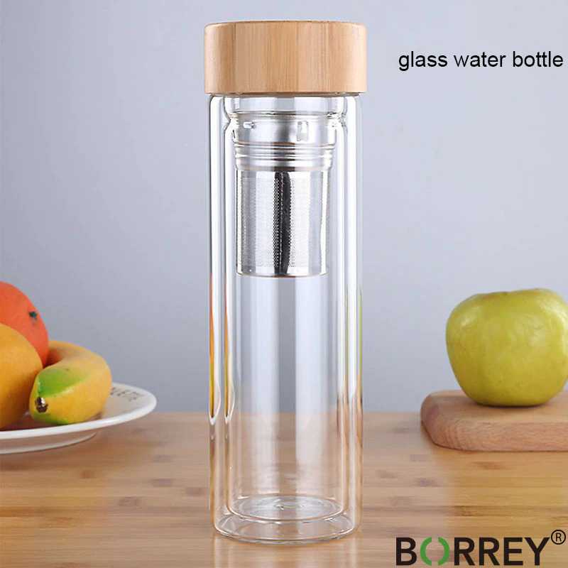 Jual BORREY Botol Minum Kaca Tea Infuser Glass Bottle 330ml