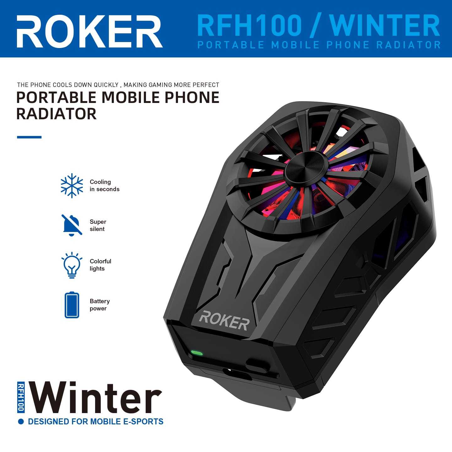 Jual Roker Winter/RFH100 Fancooler Pendingin Hp Radiator Gaming