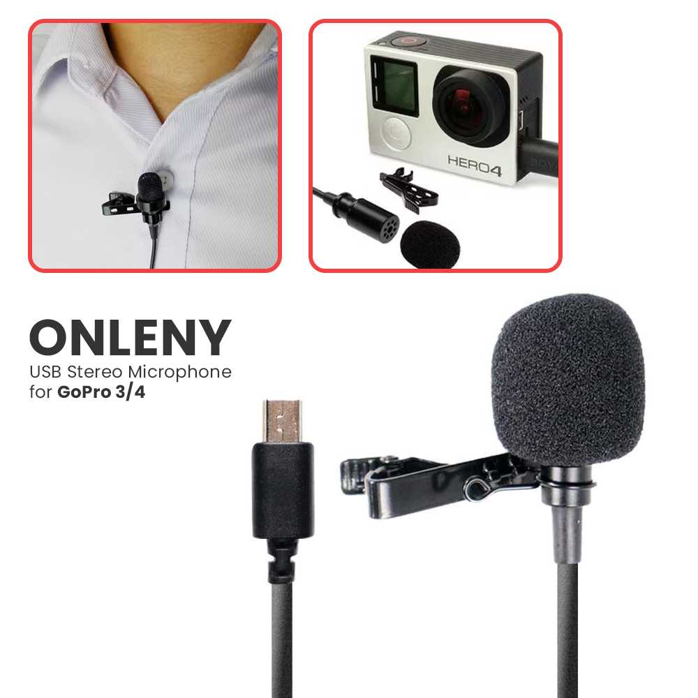 Jual ONLENY USB Stereo Microphone for GoPro 3/4 with Clip