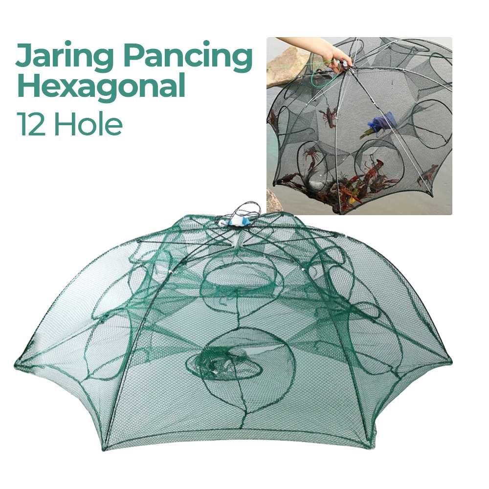Jual Jaring Pancing Ikan Hexagonal 12 Hole Fishing Net Trap Cage