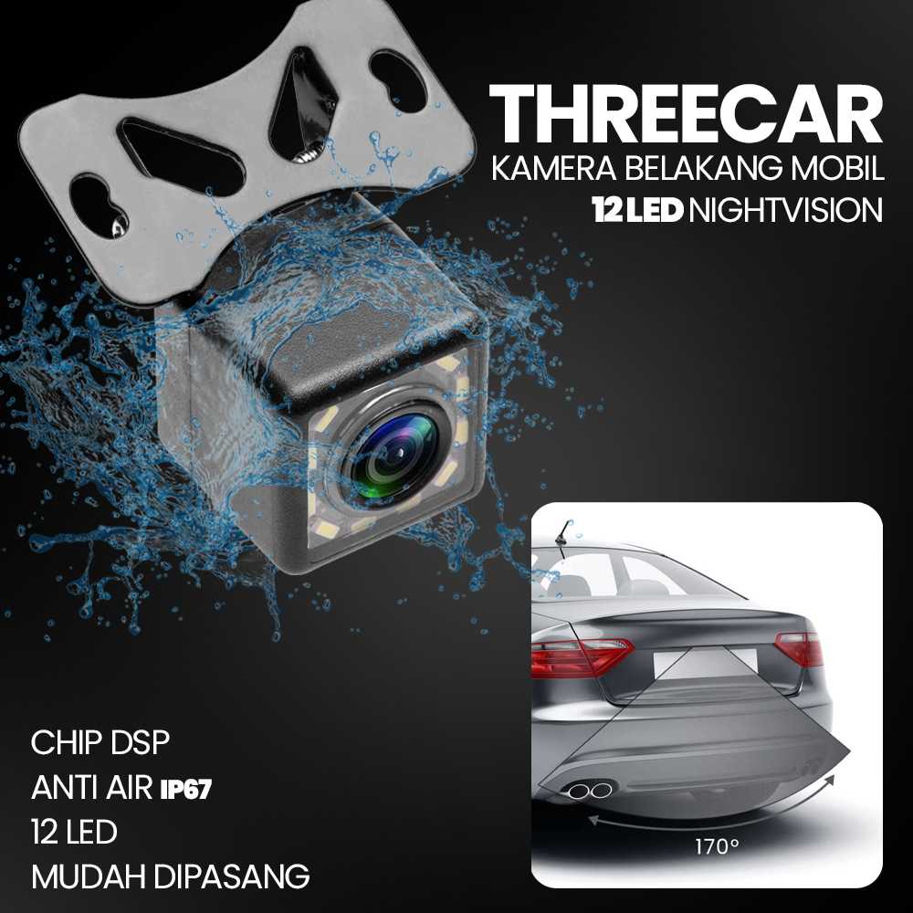 Jual THREECAR Kamera Belakang Mobil Car Rearview 12 LED | Jakmall.com