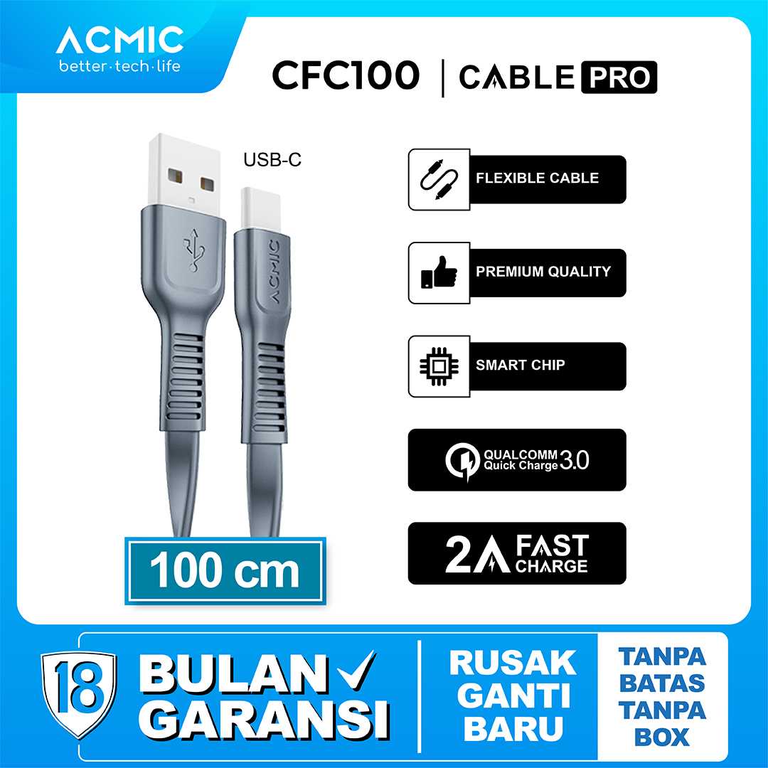 Jual ACMIC CFC100 Kabel Data Charger USB Type C 100cm Fast