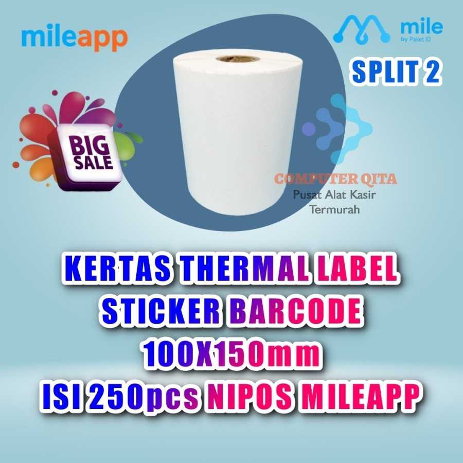 Jual KERTAS LABEL BARCODE 100 X 150mm SPLIT 2 STICKER 250pcs