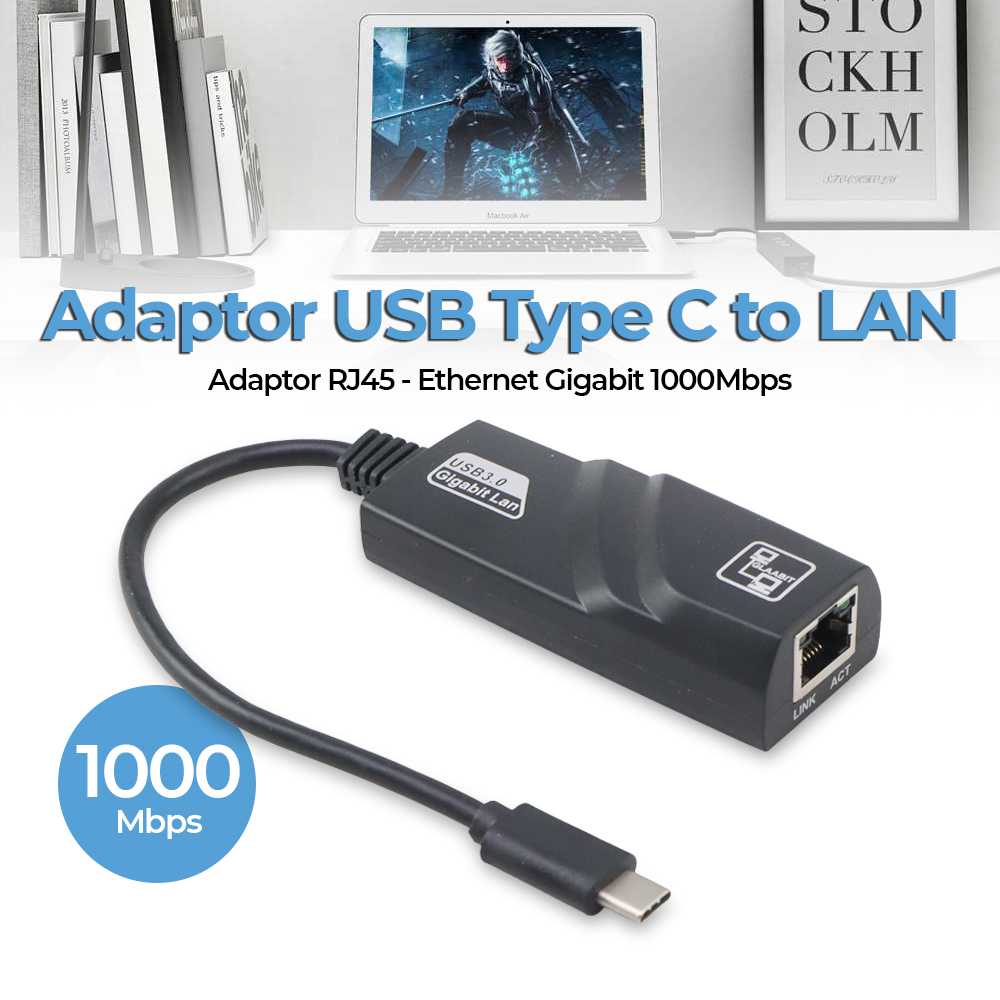 Jual TelDay Adaptor USB Type C to LAN RJ45 Ethernet Gigabit