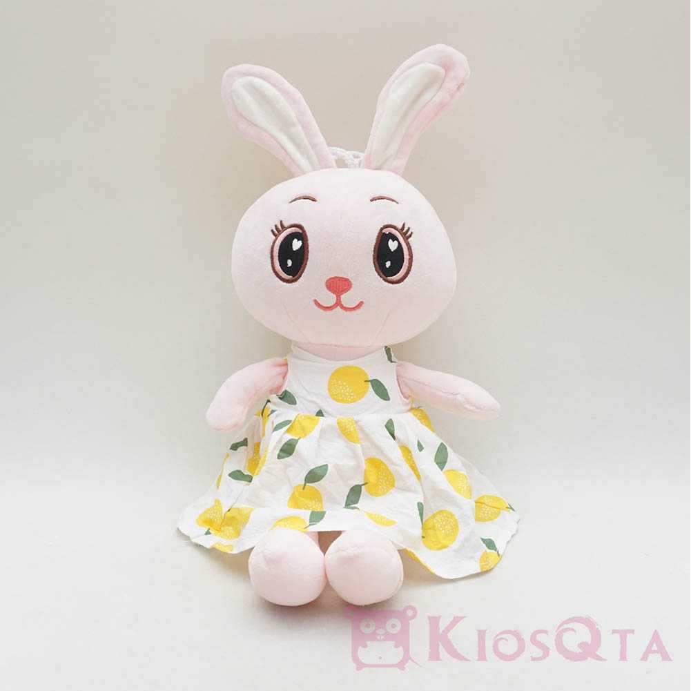 Jual boneka kelinci cantik cute rabbit pink gaun buah lemon