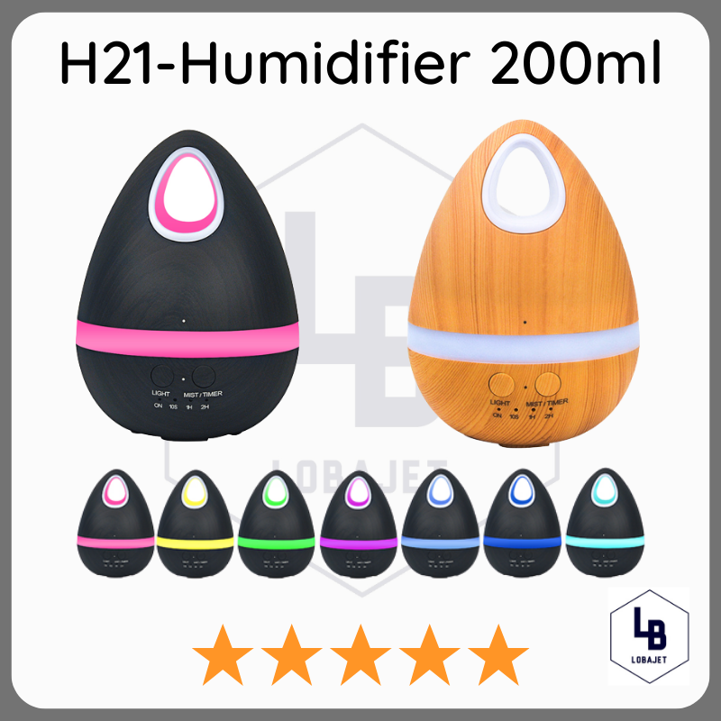 Jual H21 - Wooden Egg Air Diffuser Humidifier 7 LED Light 200ml