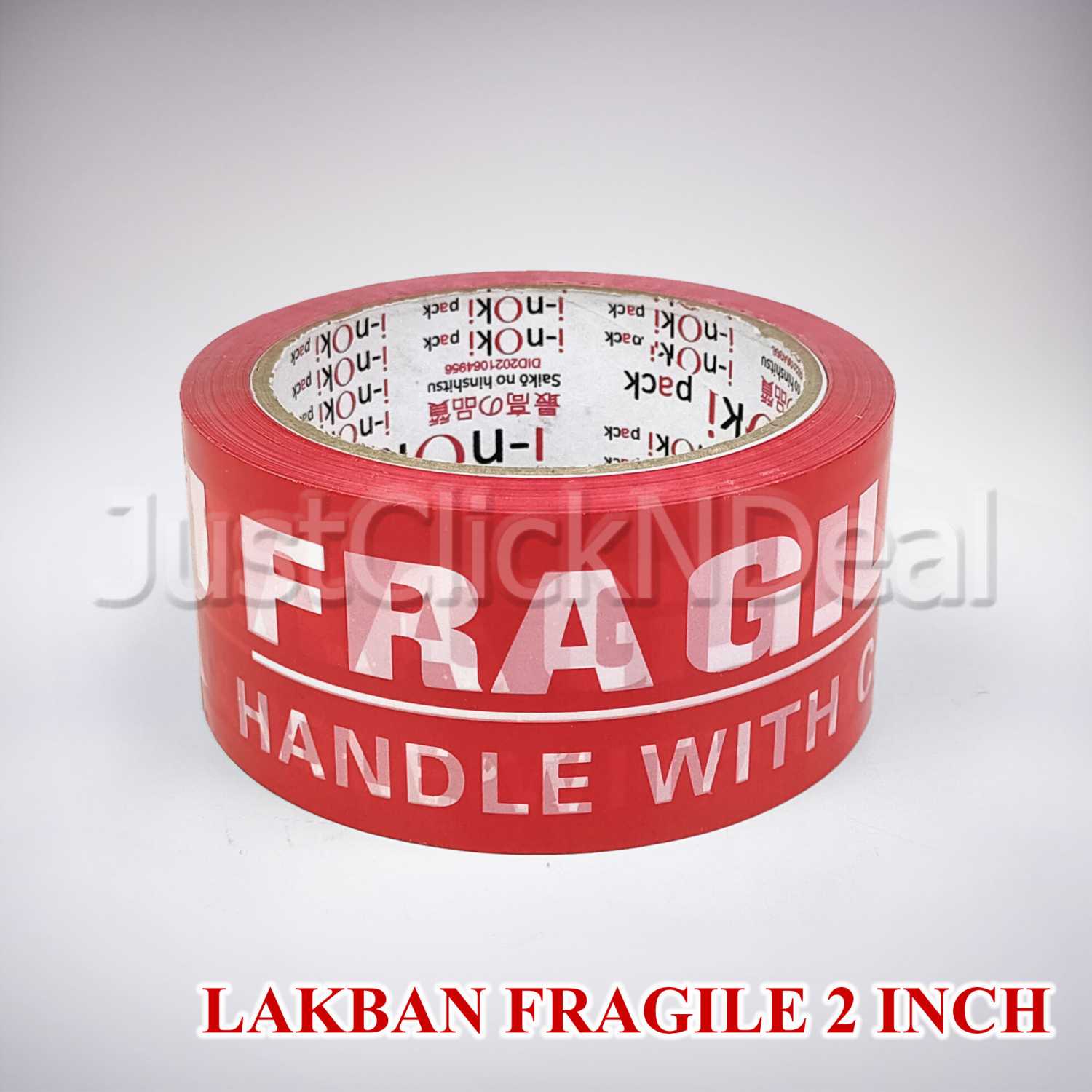 Jual Inoki Lakban Fragile Merah 48 mm 2 Inch 80 Yard Handle With