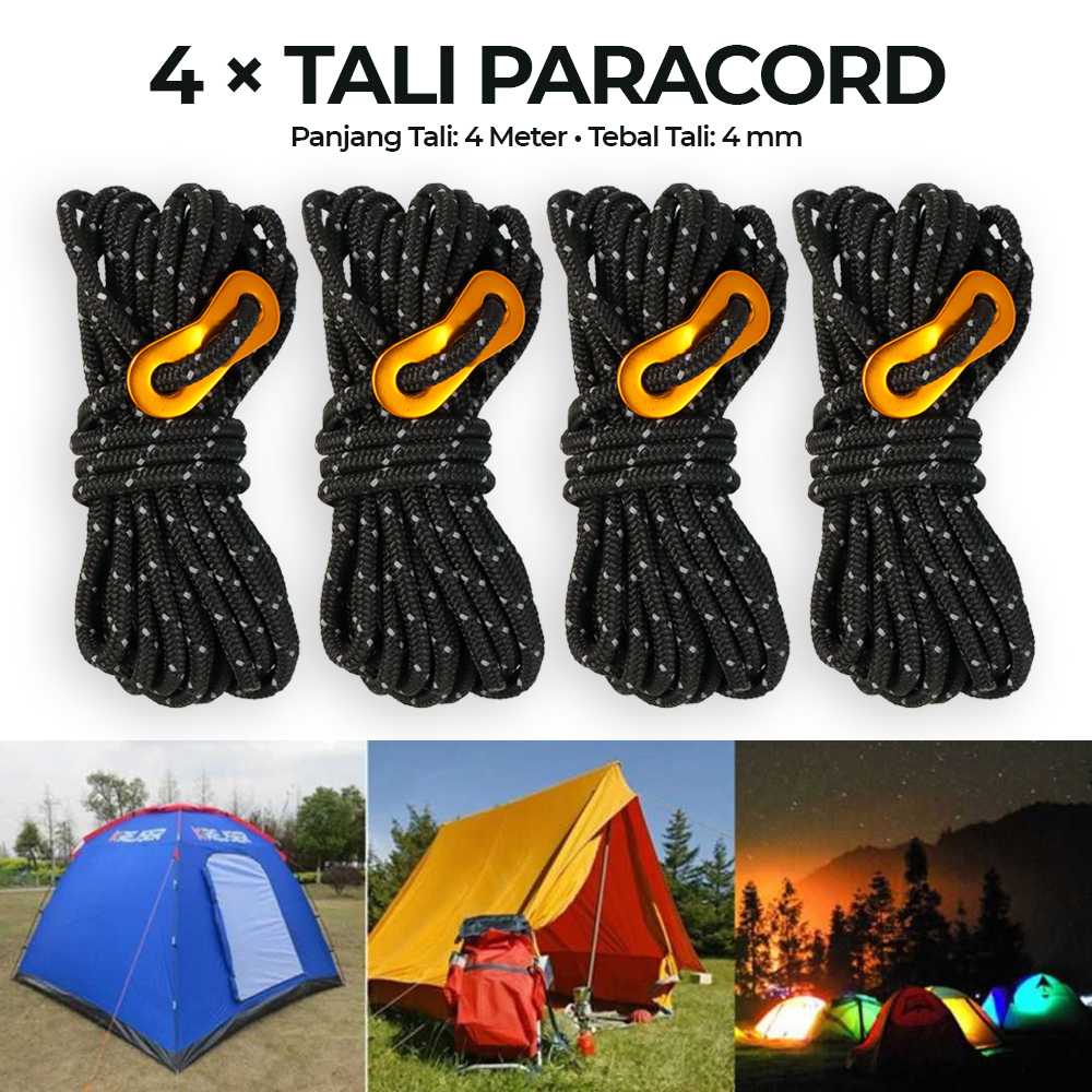 Jual RayMING Tali Paracord Tali Tenda Climbing Rope 4M 4 Rol
