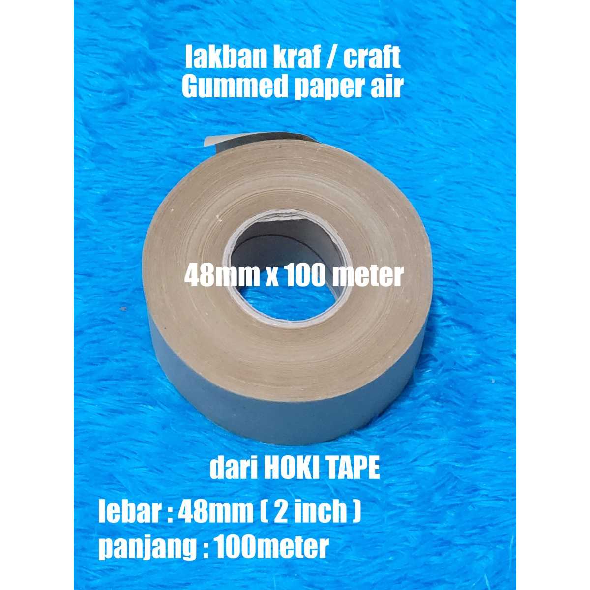 Jual Lakban kraft air 48mm x 100M Gummed paper craft HOKI TAPE