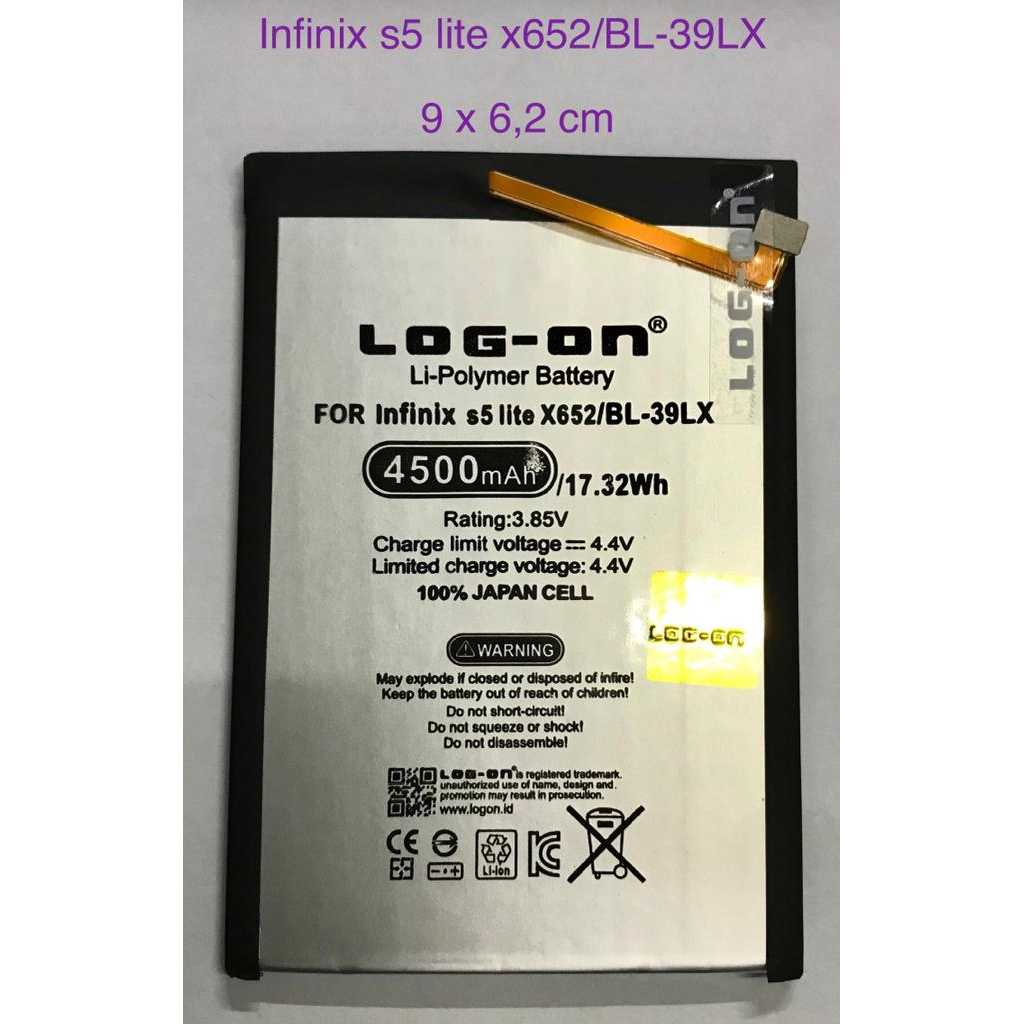 Jual LOG ON BATERAI INFINIX s5 lite X652 BL-39LX BATRE DOUBLE