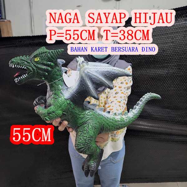 Jual MAINAN DINOSAURUS NAGA TERBANG BERSAYAP HIJAU JUMBO 55CM