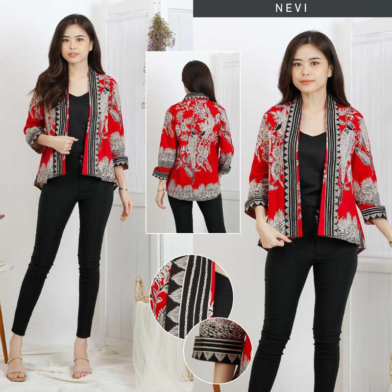 Jual Evercloth Nevi Blazer Batik Wanita Outer Batik Rompi Wanita