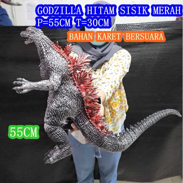 Jual MAINAN GODZILLA HITAM MERAH DINOSAURUS GODZILLA JUMBO 55CM
