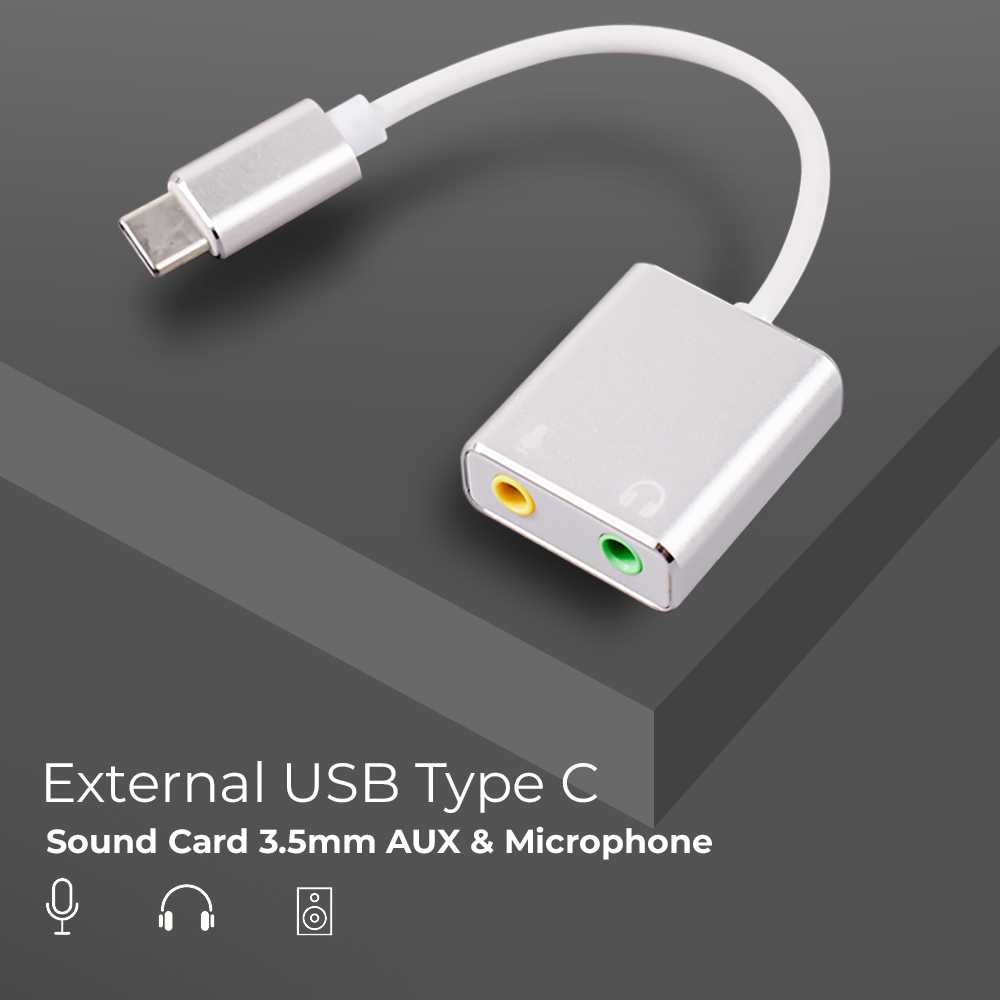 Jual Woopower External USB Type C Sound Card 3.5mm AUX & | Jakmall.com