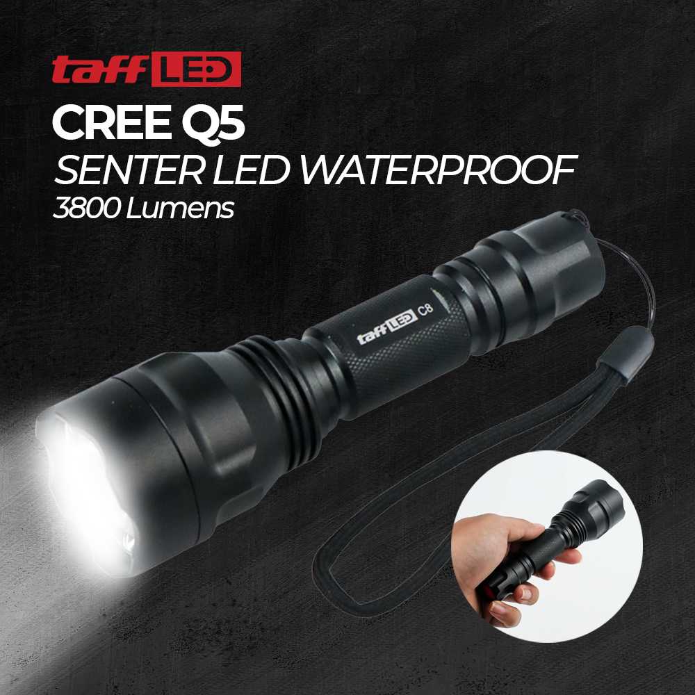 Jual TaffLED Senter LED Flashlight Waterproof Cree Q5 3800