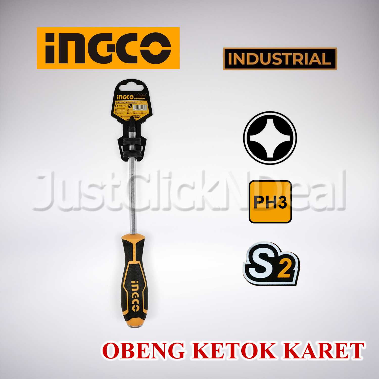 Jual Ingco Obeng Ketok Gagang Karet Plus PH3 8 x 150 mm 6 Inch