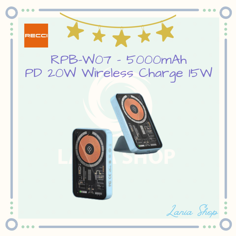 Jual RECCI RPB-W07 MARS SERIES 5000mAh Powerbank PD 20W Wireless