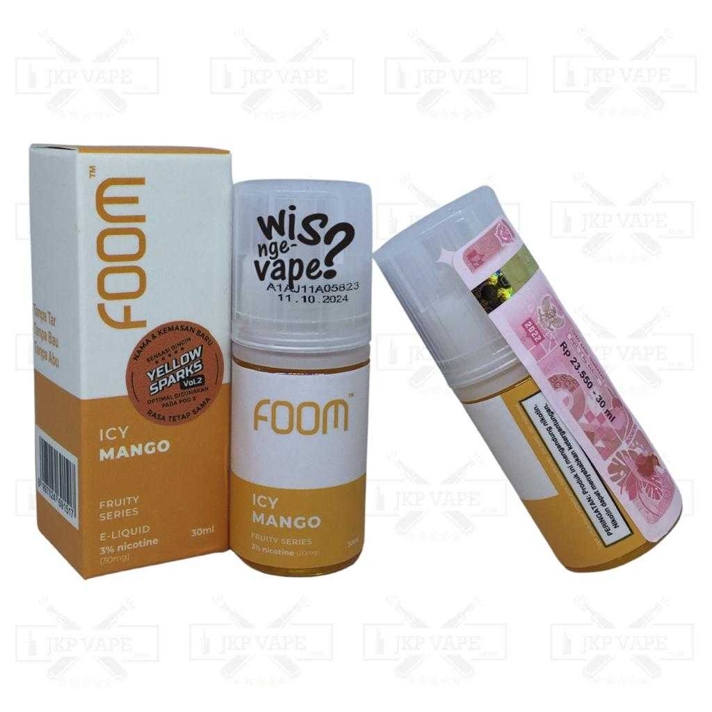 Jual Foom Icy Mango 30ml - Yellow Sparks V2 Salt Nic Liquid Vape