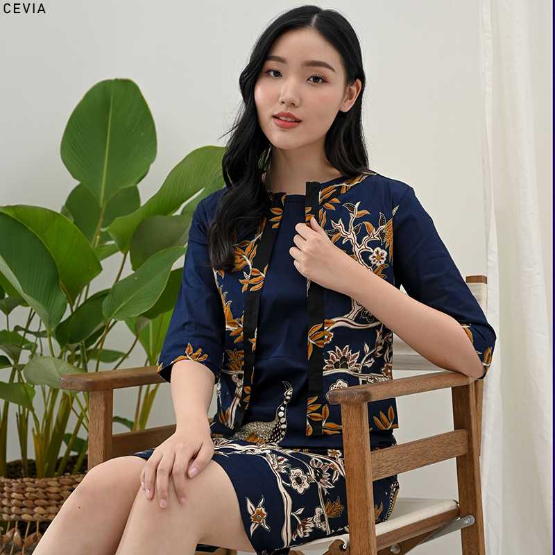 Jual Cevia Dress Wanita Batik Couple Modern Dress Batik Modern