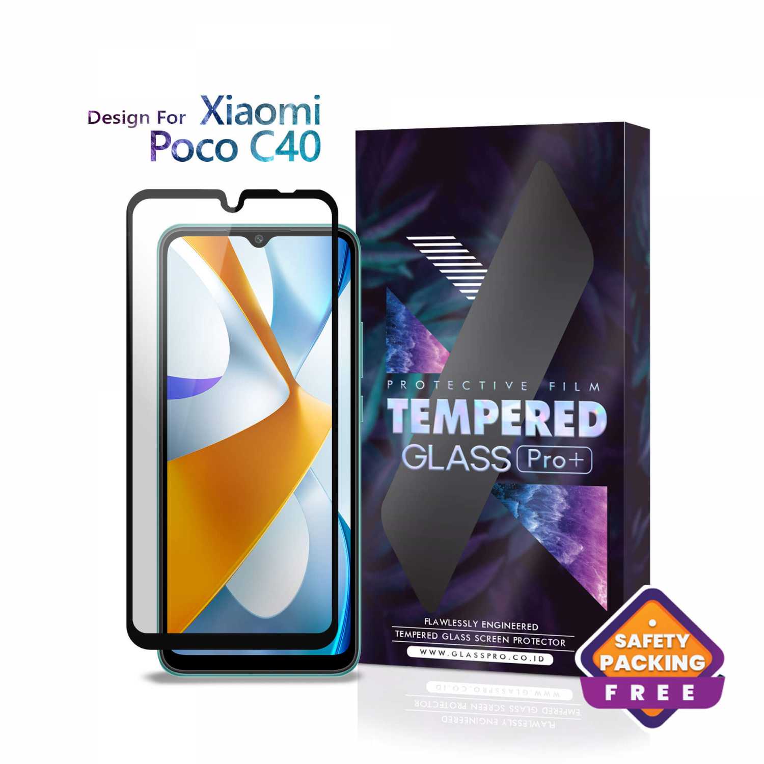 Jual Tempered Glass Xiaomi Poco C40 Full Cover Black - Premium