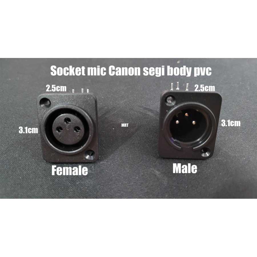 Jual socket mic body chasis PVC MRT male female canon xlr cowo