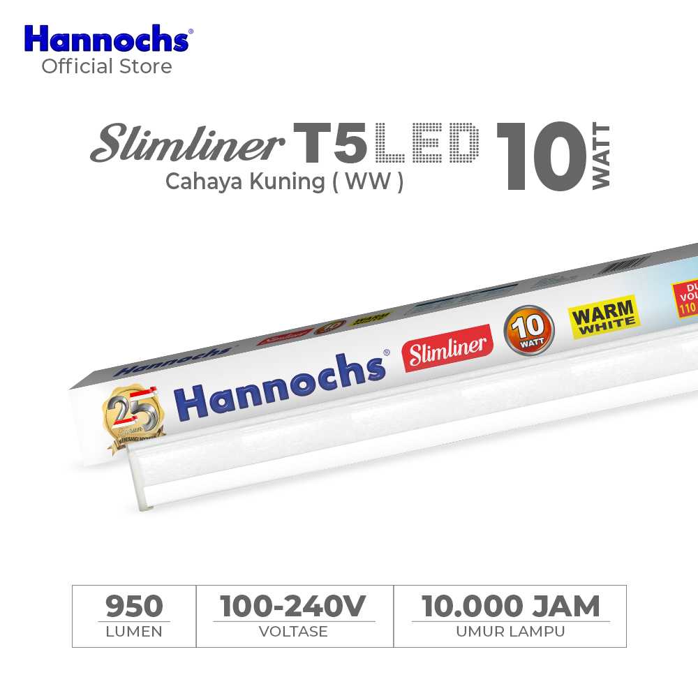 Jual Hannochs Slimliner T5 LED 10 Watt Cahaya Kuning - Lampu Neon