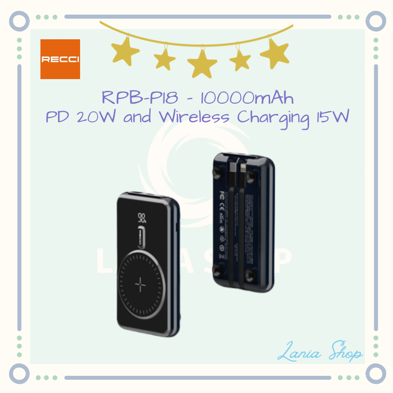 Jual RECCI RPB-P18 10000mAh Powerbank - PD 20W and Wireless