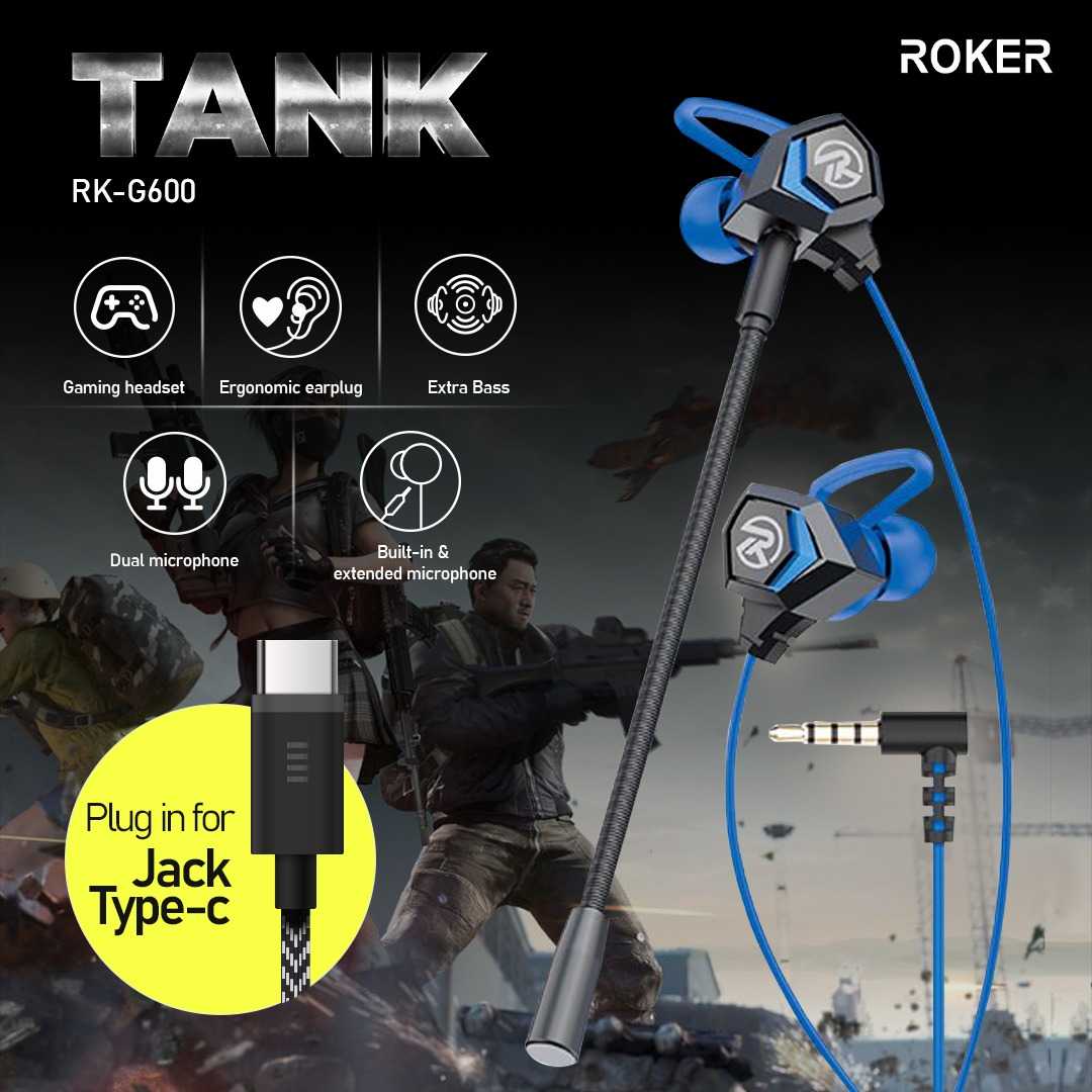 Jual Earphone / Headset Gaming Roker TANK jack Type-c | Jakmall.com