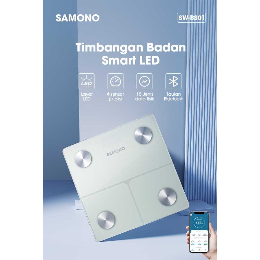 Jual SAMONO Smart Body Fat Weight Scale LED Timbangan Badan