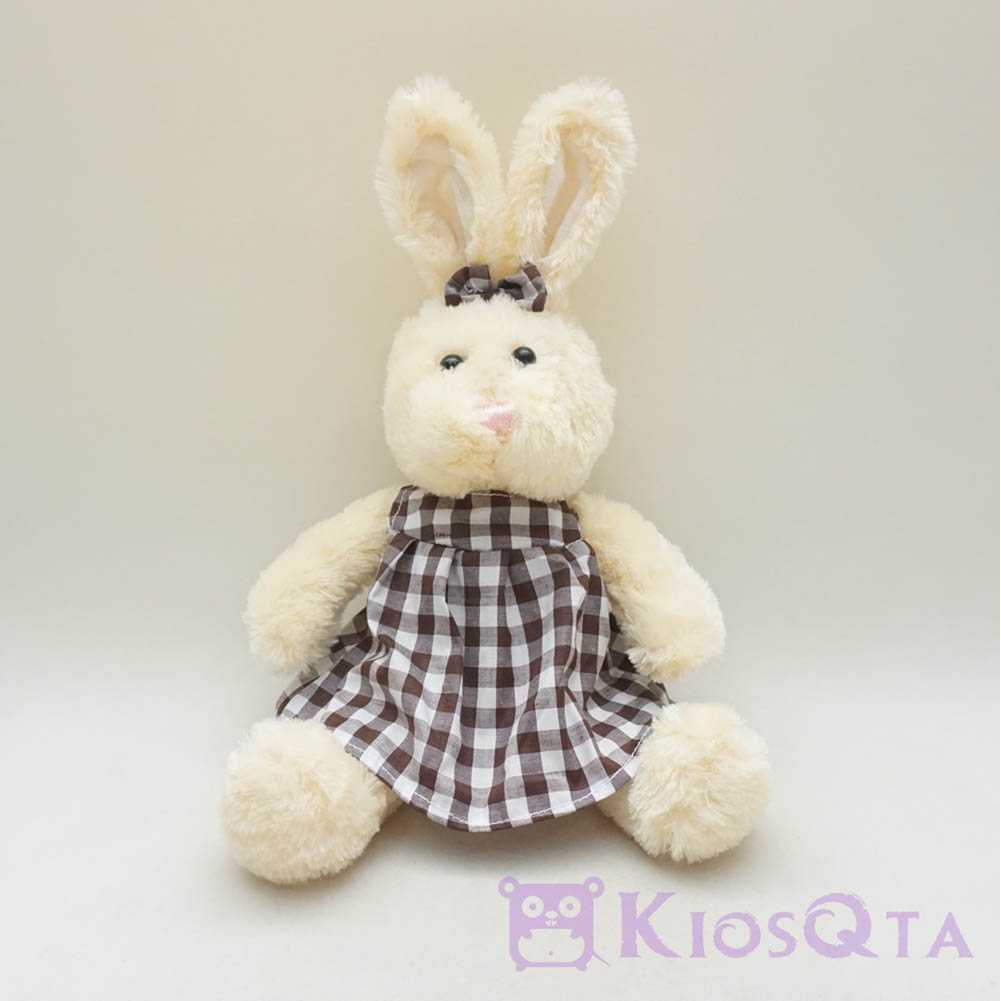 Jual boneka kelinci putih krem baju kotak kotak DES | Jakmall.com