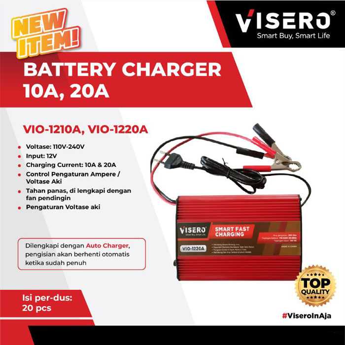 Jual Visero VIO-1210A Battery Charger 10A 12V Charge Accu Cas