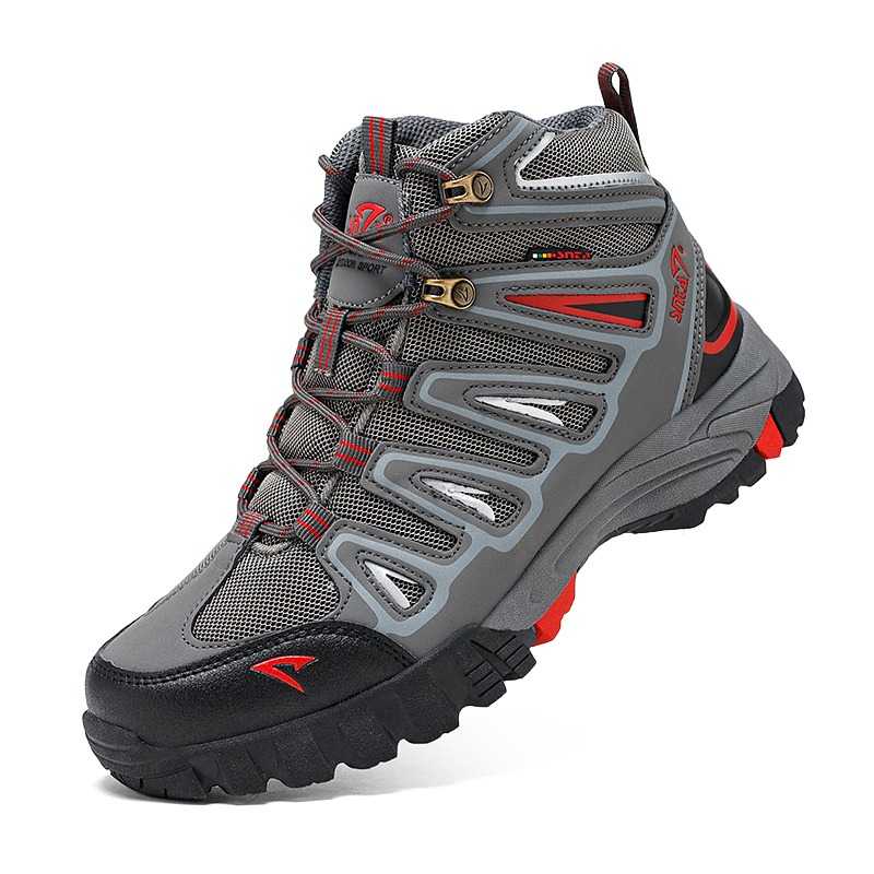 Jual Sepatu Gunung Hiking Pria Snta 500 Grey Red | Jakmall.com