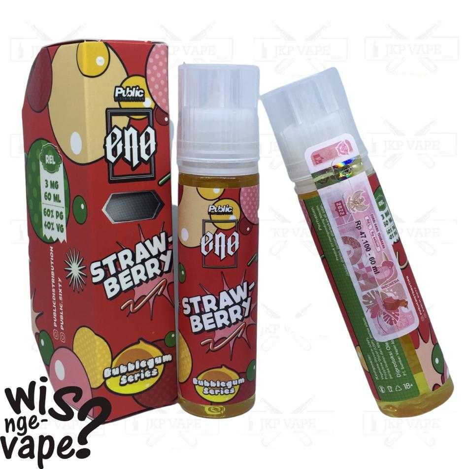 Jual Eno Strawberry Bubblegum 60ml - Liquid Vape Freebase By