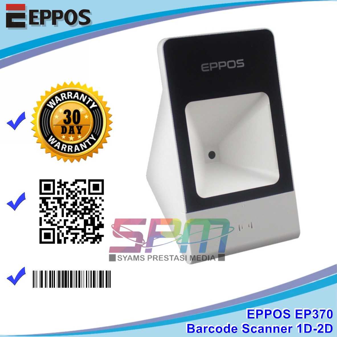 Jual EPPOS Omni Barcode Scanner 1D 2D Dimensi EP370 QRIS QRCode