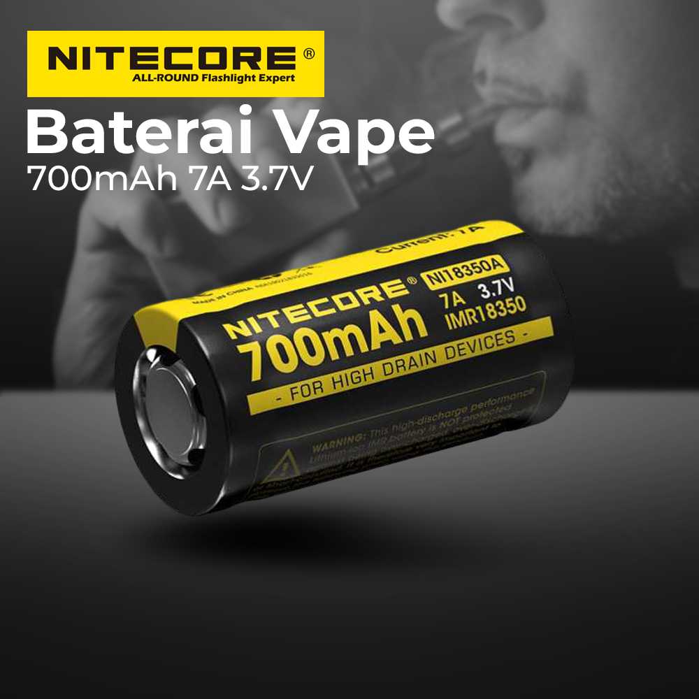 Jual NITECORE Baterai Vape Rechargeable IMR18350 7A 3.7V 700mAh